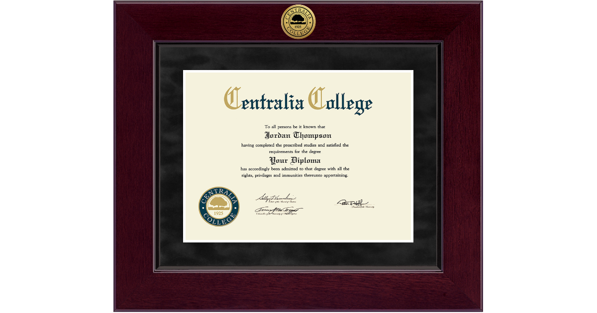 Millennium Gold Engraved Diploma Frame in Cordova Centralia College ...