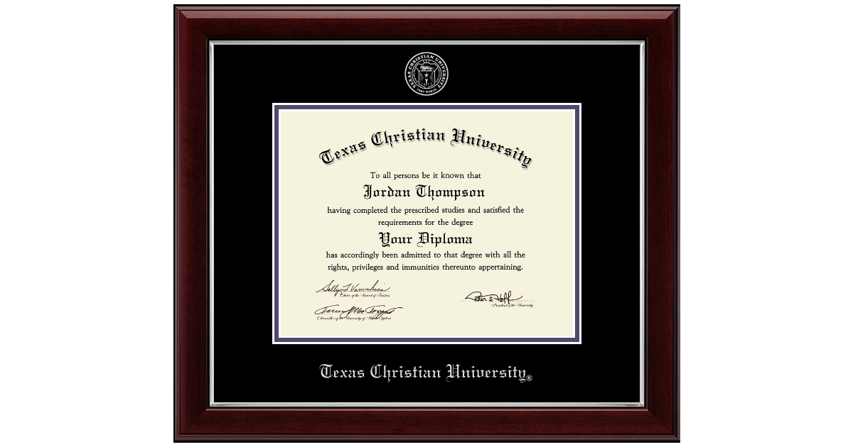 Silver Embossed Diploma Frame in Gallery Silver Texas Christian ...