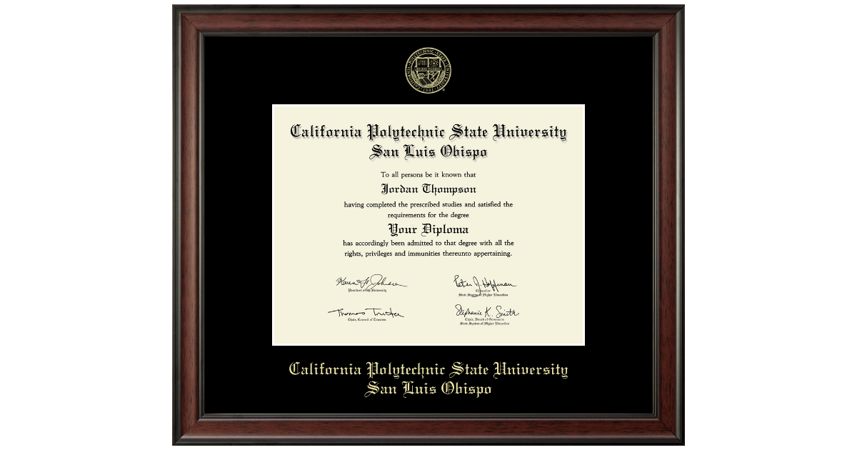Gold Embossed Diploma Frame in Studio Cal Poly San Luis Obispo - Item ...