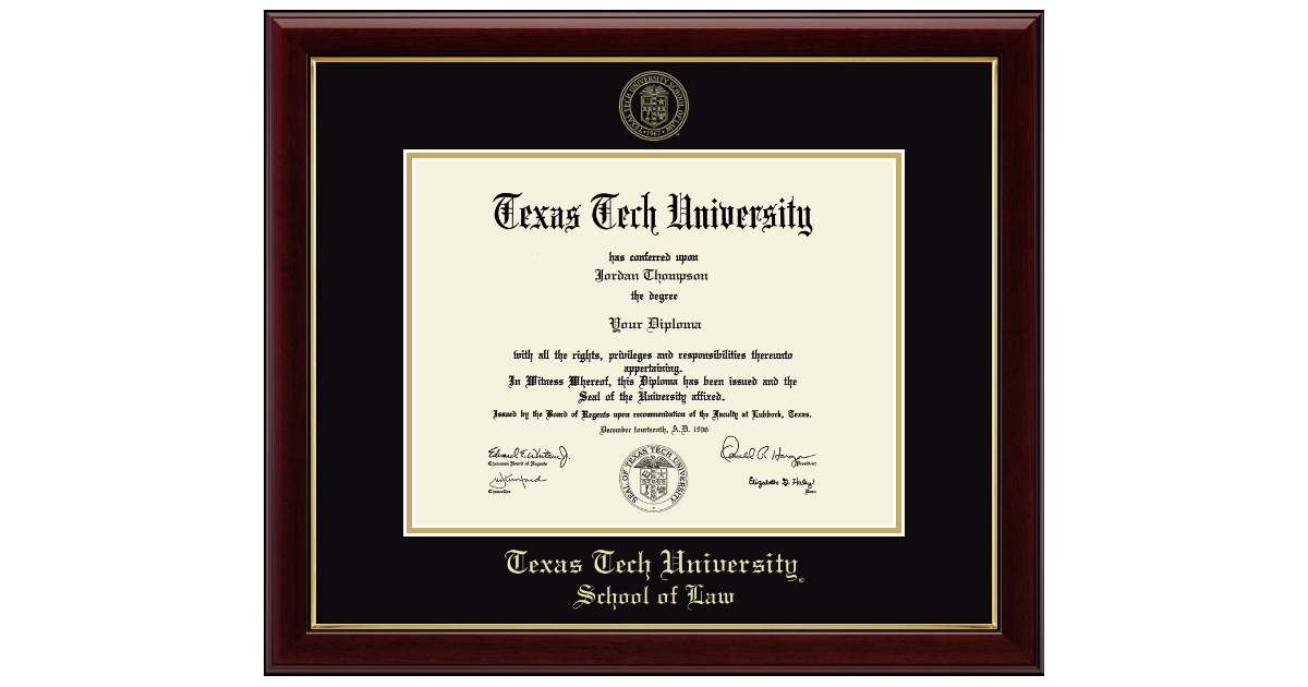 Gold Embossed Diploma Frame in Gallery Texas Tech University - Item ...