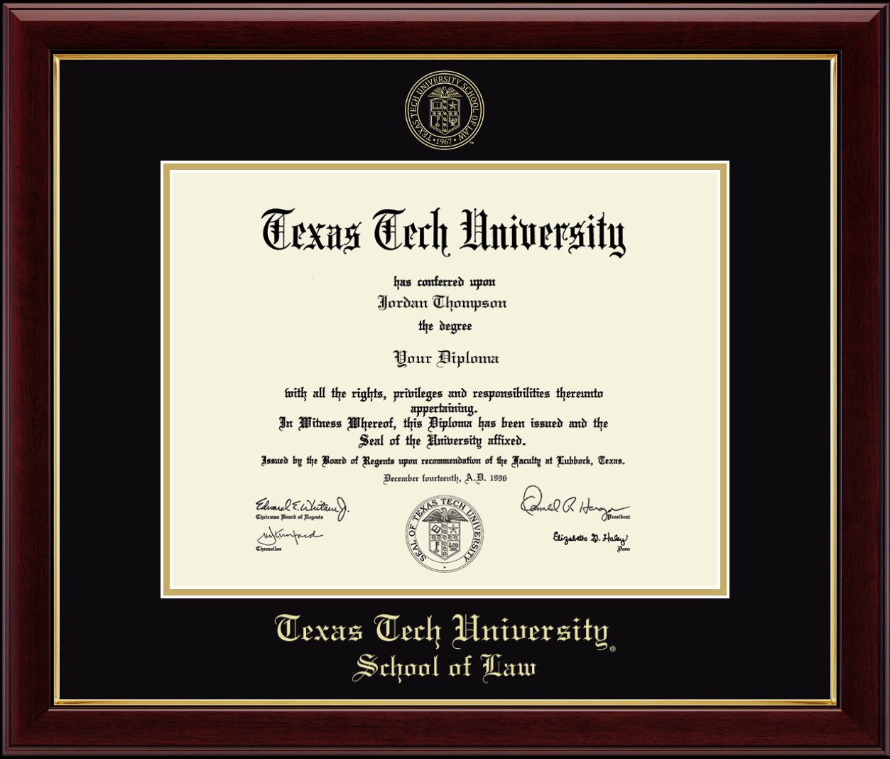 Texas Tech University Gold Embossed Diploma Frame in Gallery - Item ...