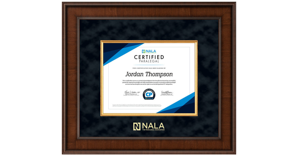 NALA Presidential Edition Certificate Frame - Black Suede with Gold ...