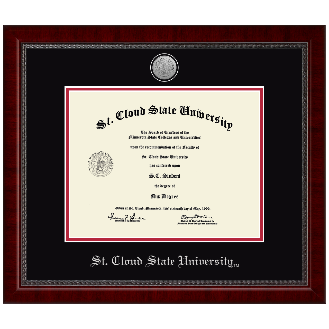 Silver Engraved Medallion Diploma Frame in Sutton St. Cloud State University - Item #284467