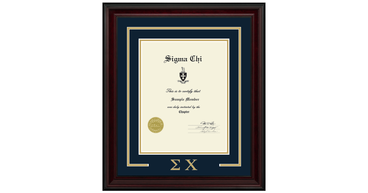 Greek Letters Certificate Frame in Encore Sigma Chi Fraternity - Item ...