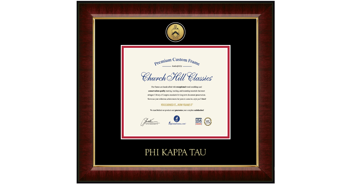 Phi Kappa Tau Fraternity Certificate Frames | Church Hill Classics
