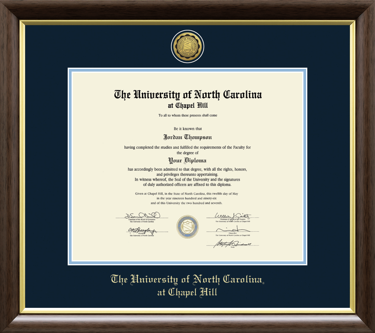 University of North Carolina Chapel Hill Gold Engraved Medallion ...