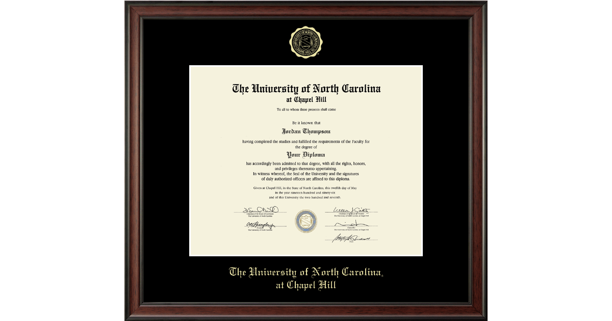 Gold Embossed Diploma Frame in Studio University of North Carolina ...