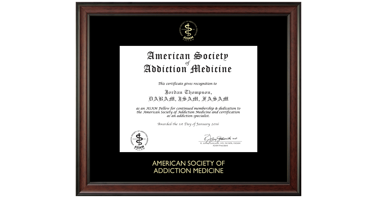 ASAM Gold Embossed Certificate Frame - Black Matting