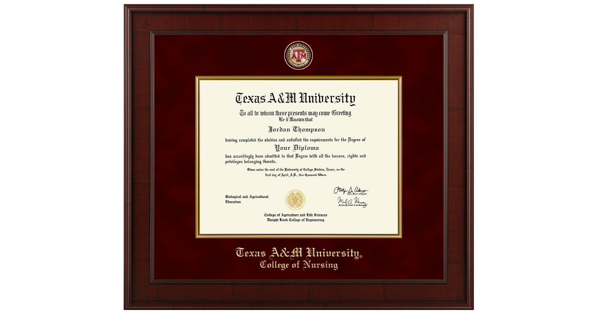 TAMU College of Nursing Diploma Frames | Church Hill Classics