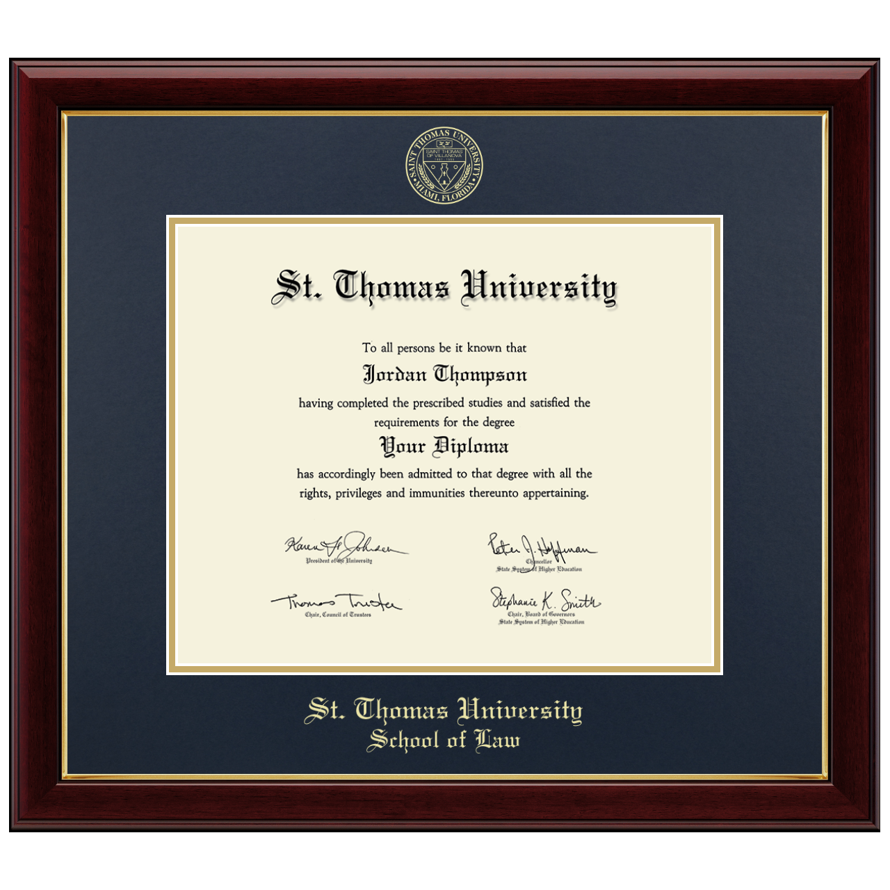 Gold Embossed Diploma Frame in Gallery St. Thomas University - Item #286717