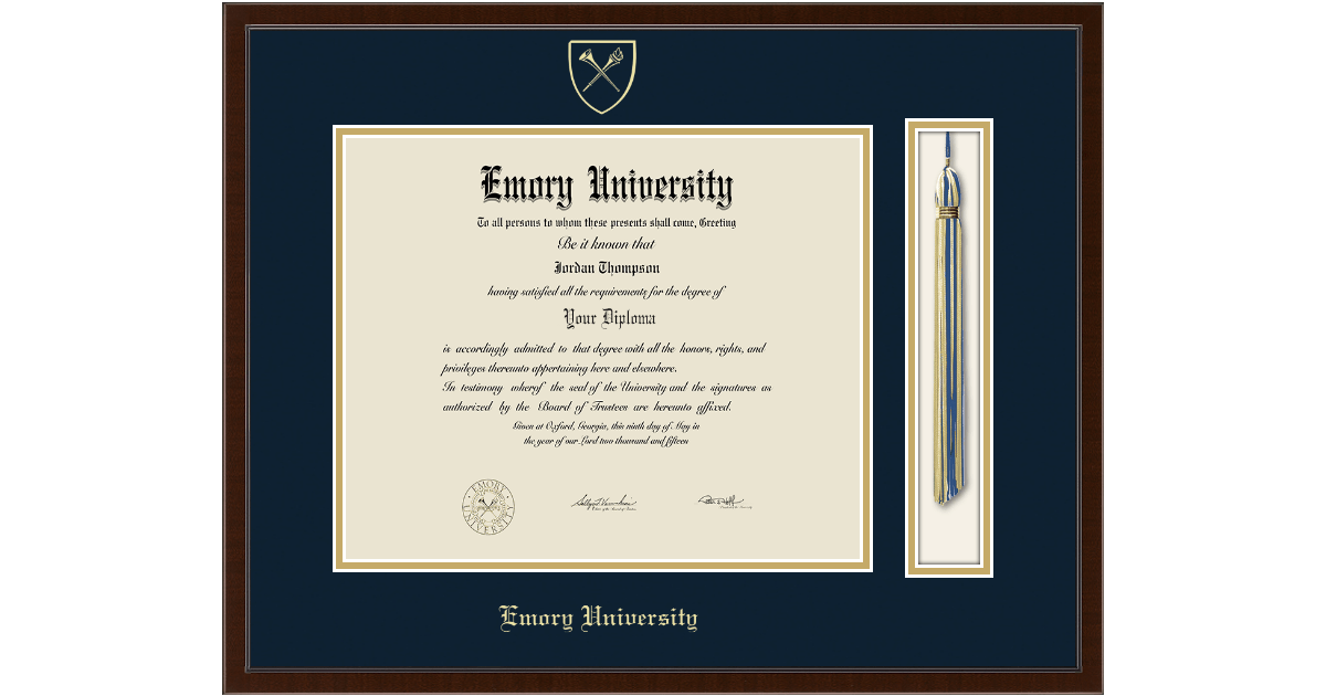 Tassel & Cord Diploma Frame in Delta Emory University - Item #287207 ...