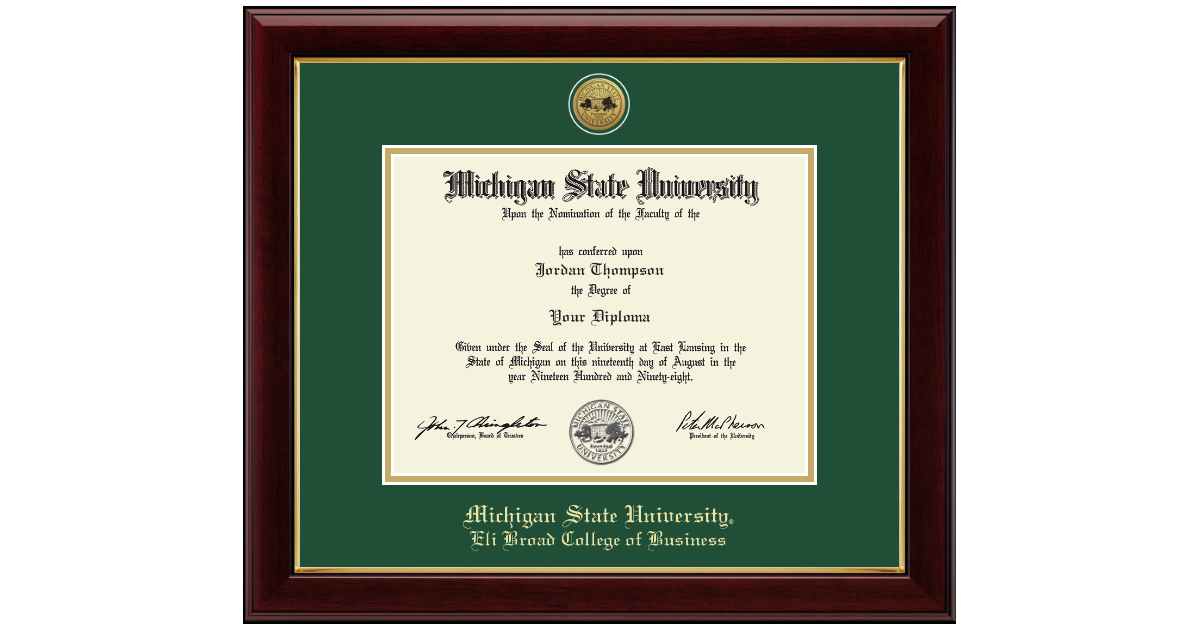 Gold Engraved Medallion Diploma Frame in Gallery Michigan State ...