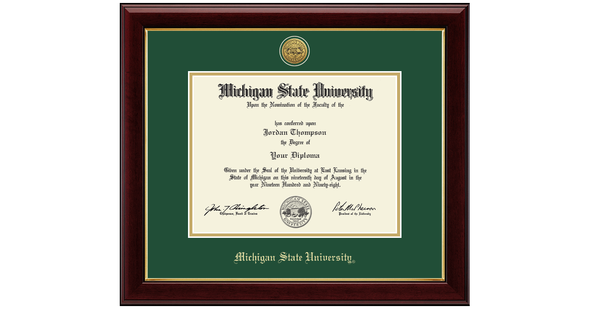 Gold Engraved Medallion Diploma Frame in Gallery Michigan State ...