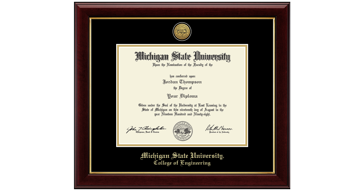 Gold Engraved Medallion Diploma Frame in Gallery Michigan State ...