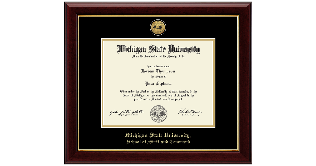 Gold Engraved Medallion Diploma Frame in Gallery Michigan State ...