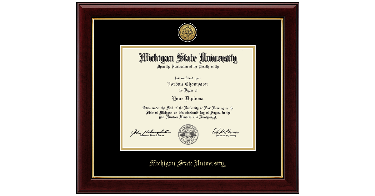 Gold Engraved Medallion Diploma Frame in Gallery Michigan State ...