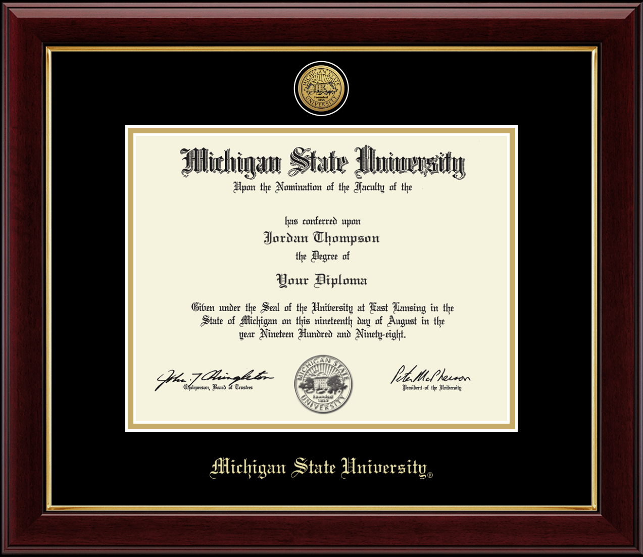 Michigan State University Gold Engraved Medallion Diploma Frame in ...