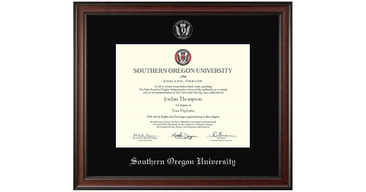 Silver Embossed Diploma Frame in Studio Southern Oregon University ...