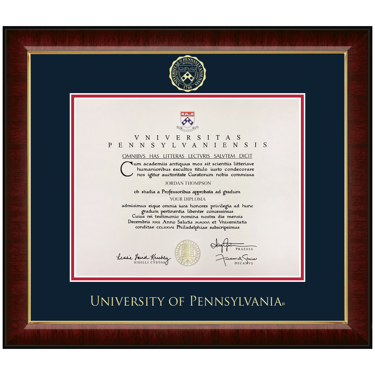 Gold Embossed Diploma Frame in Murano University of Pennsylvania - Item ...