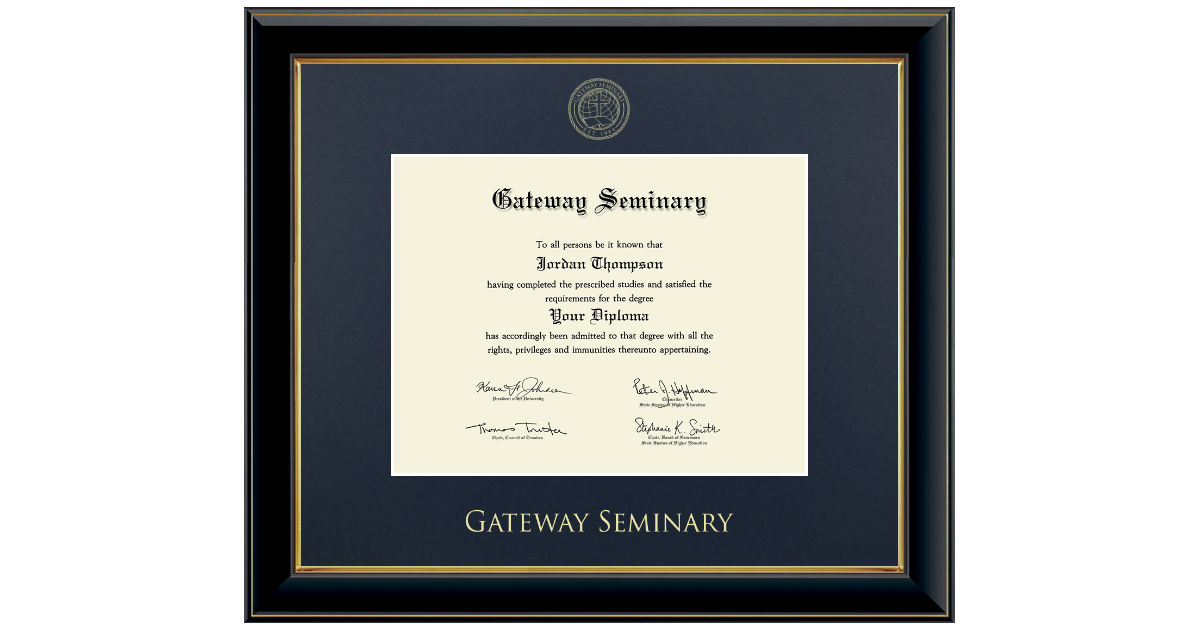 Gold Embossed Diploma Frame in Onyx Gold Gateway Seminary - Item ...