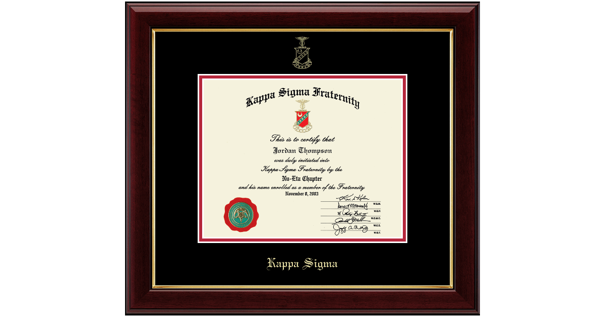 Kappa Sigma Fraternity | Certificate Frames | Church Hill Classics