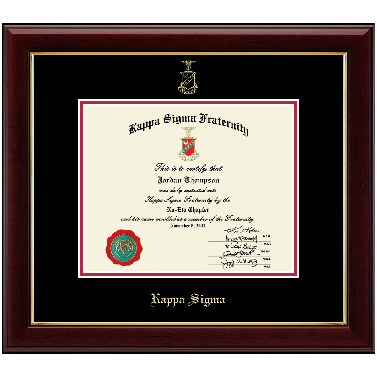 Kappa Sigma Fraternity | Certificate Frames | Church Hill Classics
