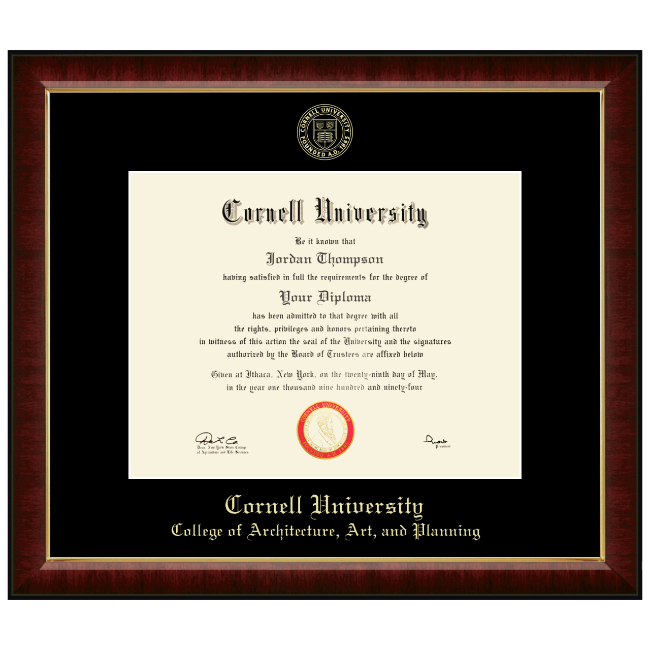 Gold Embossed Diploma Frame in Murano Cornell University - Item #289170 ...