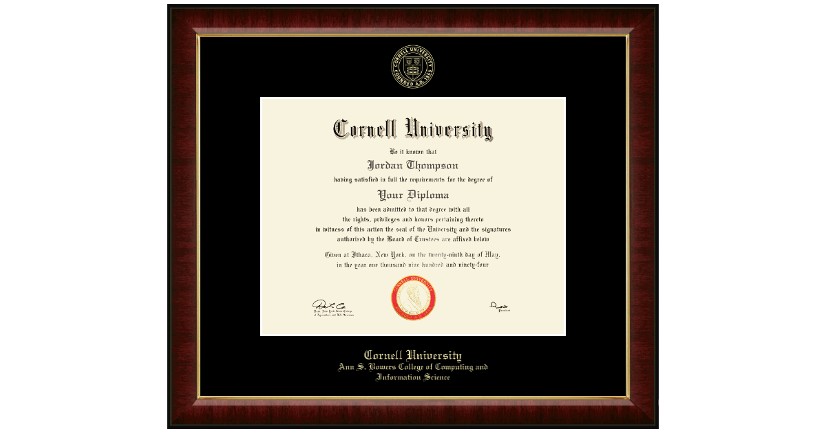 Gold Embossed Diploma Frame in Murano Cornell University - Item #289170 ...