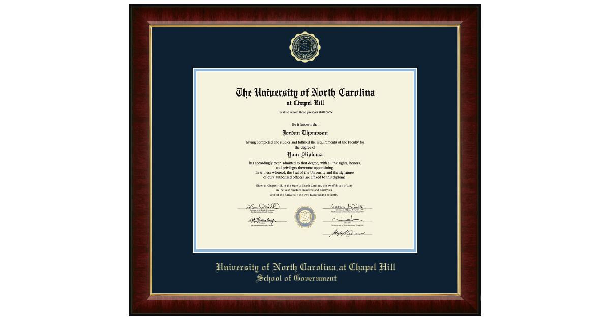 Gold Embossed Diploma Frame in Murano University of North Carolina ...
