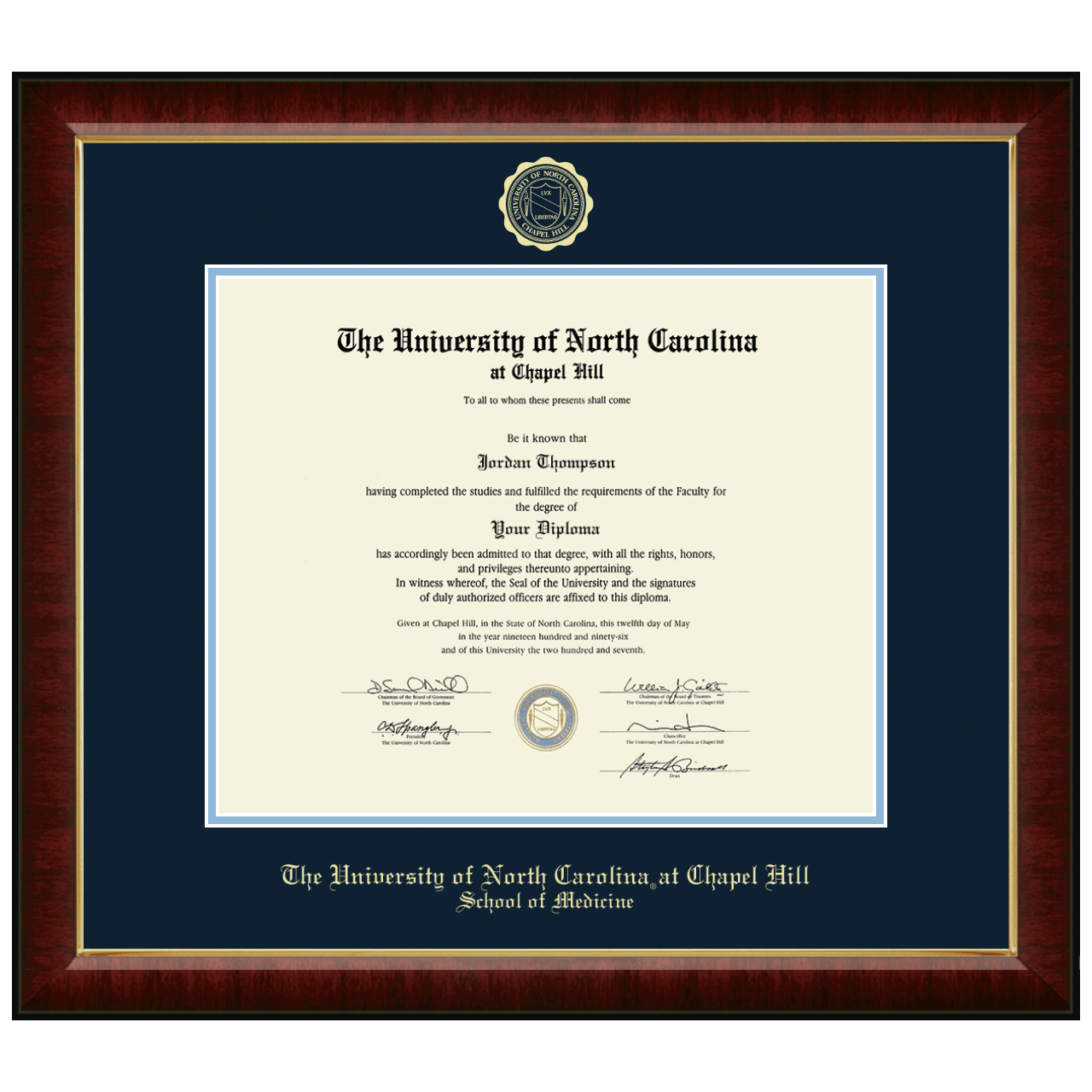 Gold Embossed Diploma Frame in Murano University of North Carolina ...