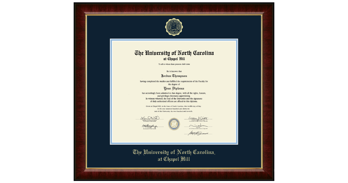 Gold Embossed Diploma Frame in Murano University of North Carolina ...
