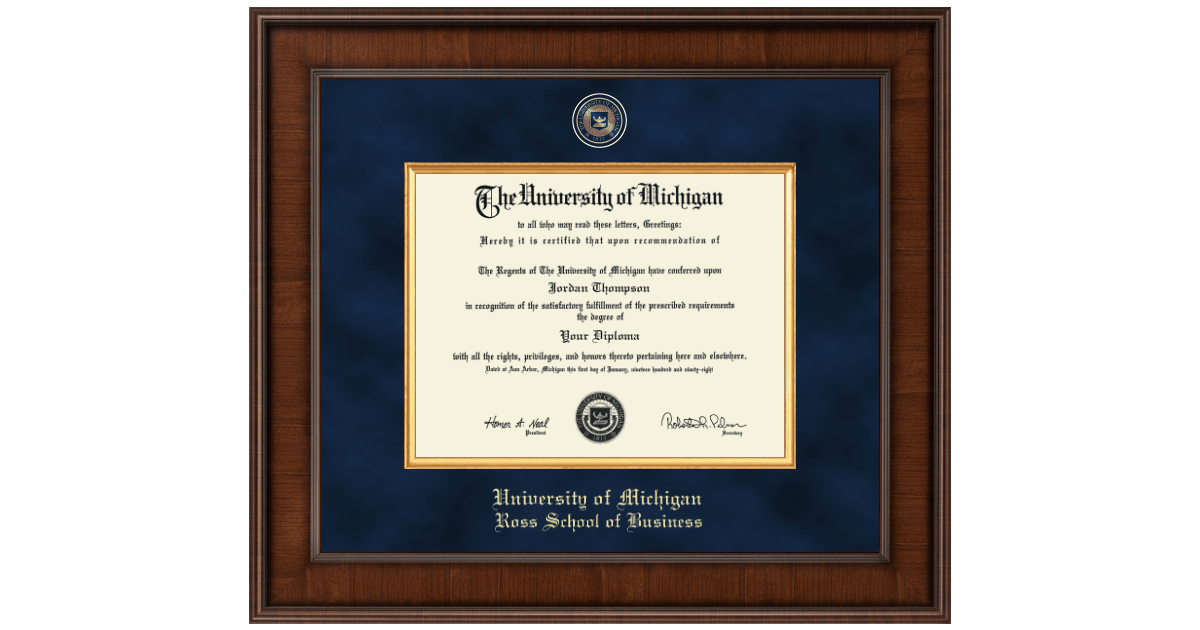 UMICH Ross School of Business Diploma Frames | Church Hill Classics