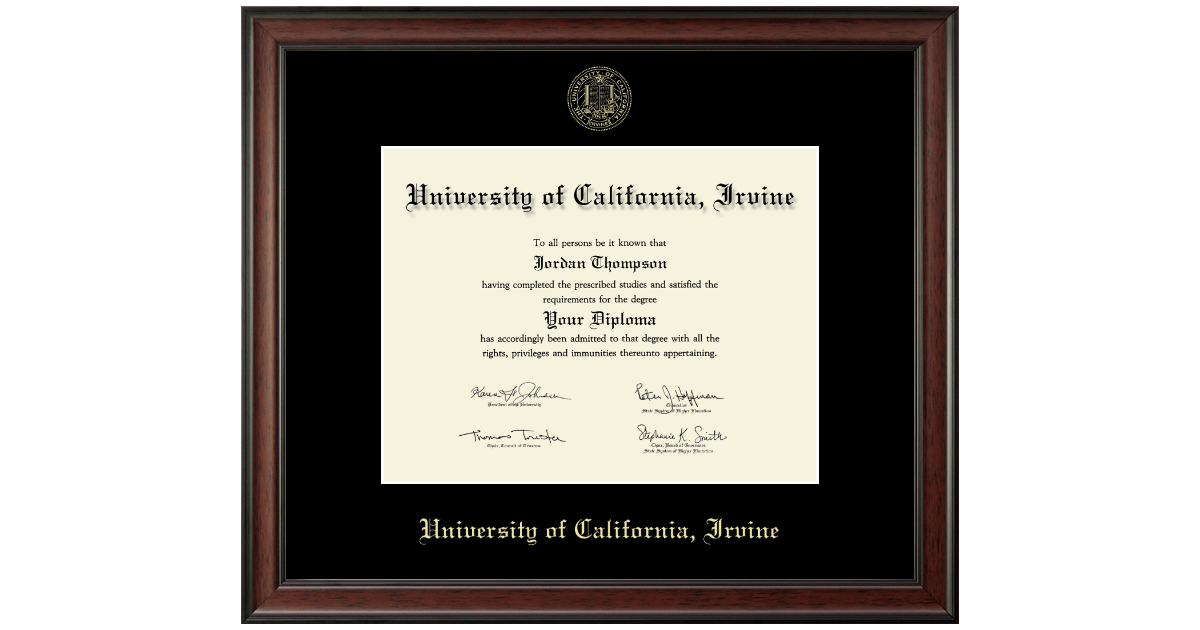 Gold Embossed Diploma Frame in Studio University of California Irvine ...