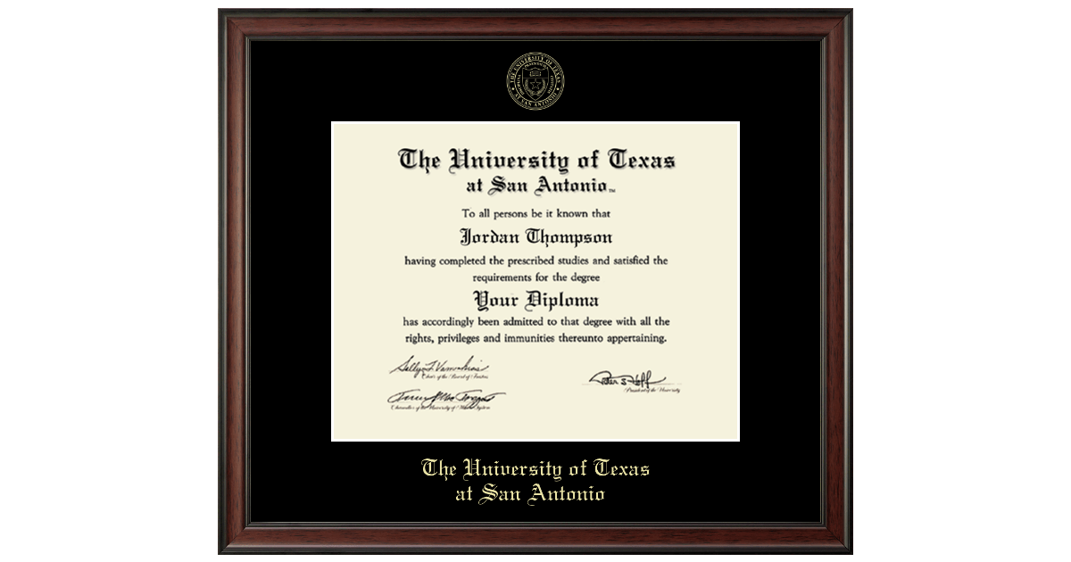 Gold Embossed Diploma Frame in Studio The University of Texas San ...
