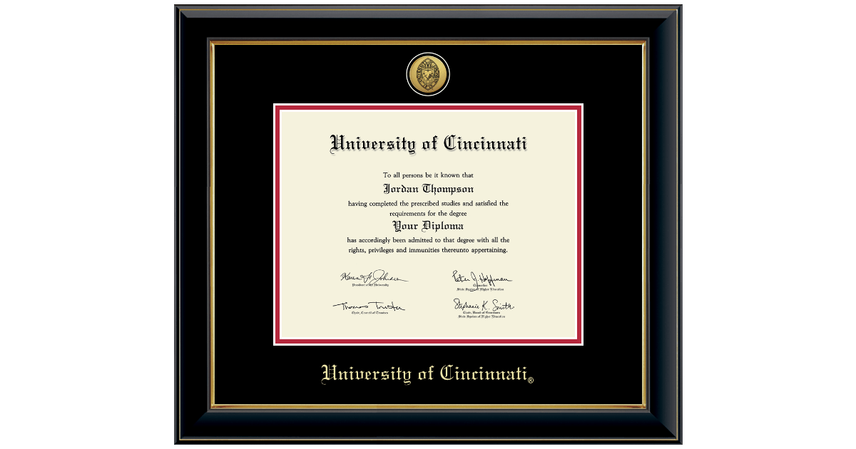 Gold Engraved Medallion Diploma Frame in Onyx Gold University of ...