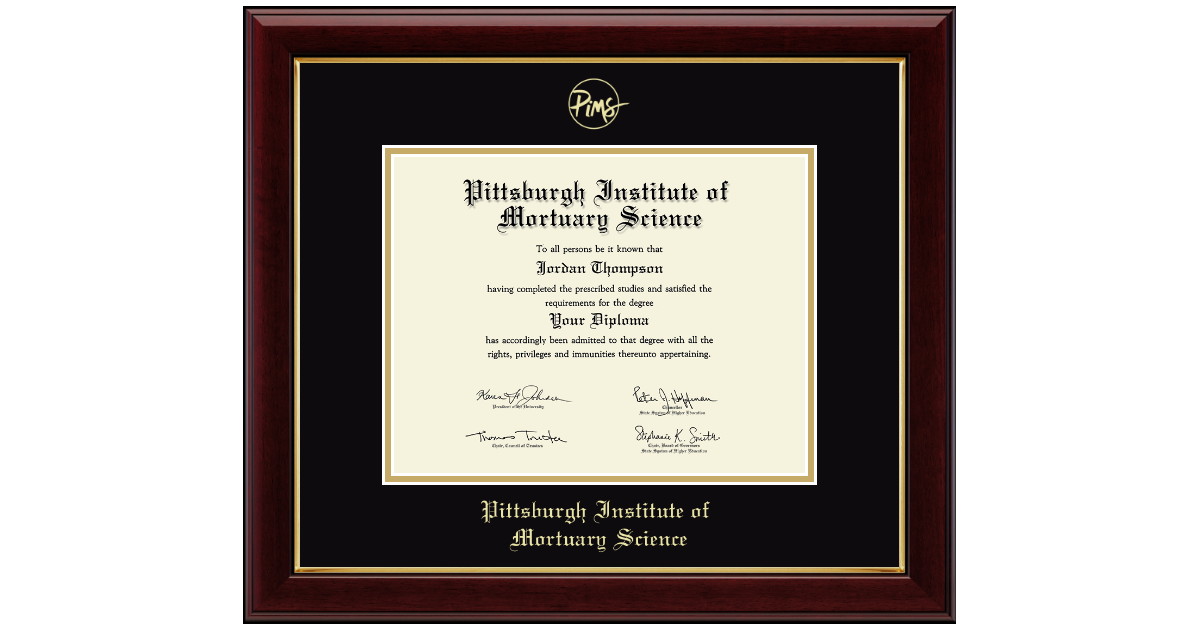 Gold Embossed Diploma Frame in Gallery Pittsburgh Institute of Mortuary ...