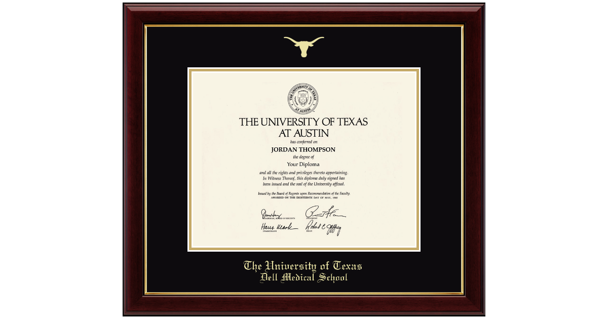 Gold Embossed Diploma Frame in Gallery The University of Texas at ...
