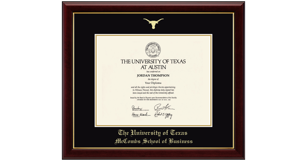 Gold Embossed Diploma Frame in Gallery The University of Texas at ...