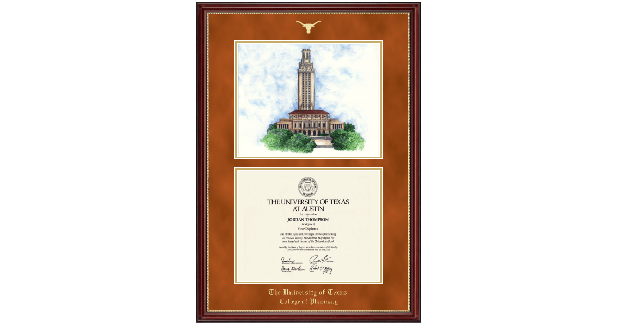 Campus Scene Diploma Frame in Kensington Gold The University of Texas ...