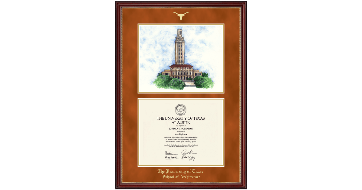 Campus Scene Diploma Frame in Kensington Gold The University of Texas ...