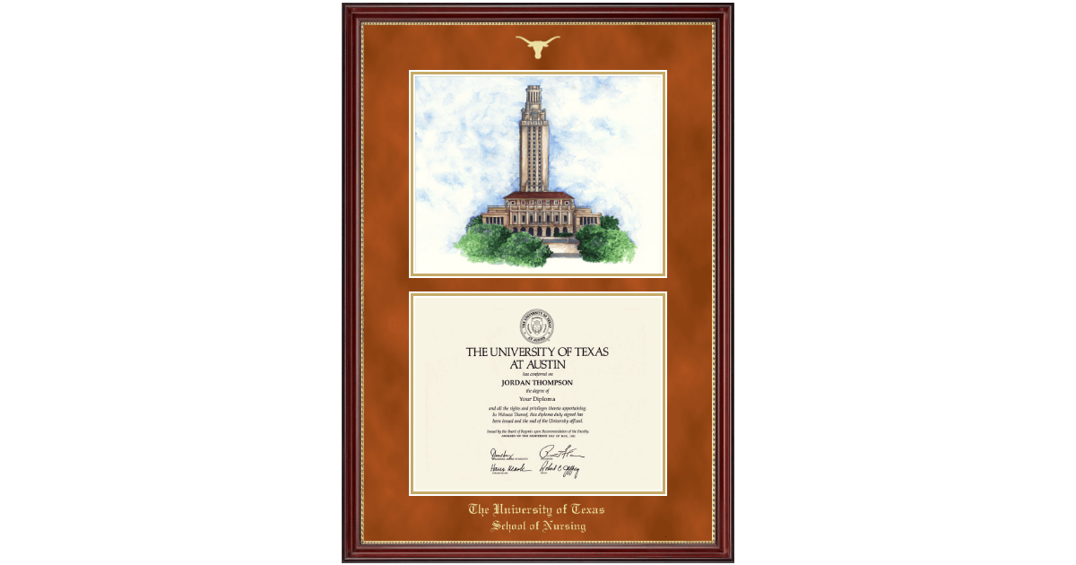 Campus Scene Diploma Frame in Kensington Gold The University of Texas ...