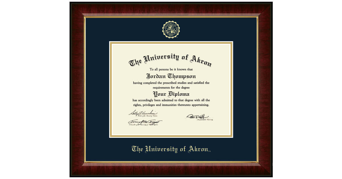 Gold Embossed Diploma Frame in Murano The University of Akron - Item ...
