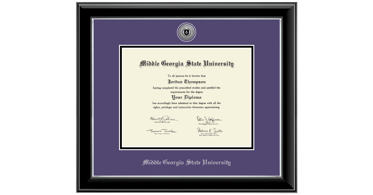 Silver Engraved Medallion Diploma Frame in Onyx Silver Middle Georgia ...
