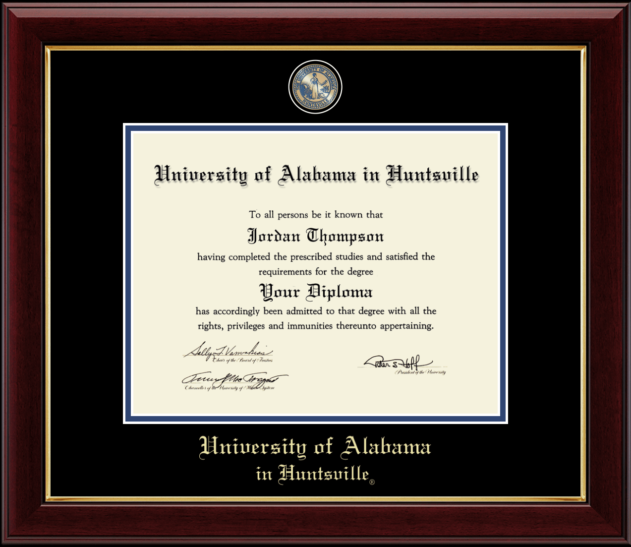 The University of Alabama Huntsville Masterpiece Medallion Diploma ...