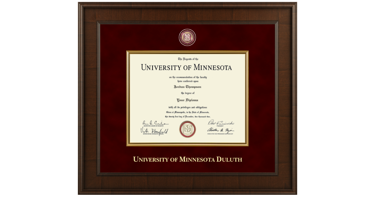 University of Minnesota Duluth Diploma Frame | Church Hill Classics