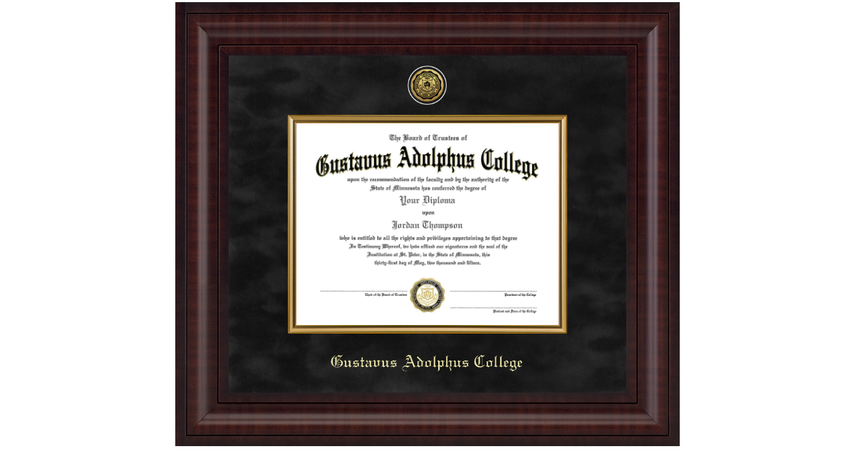 Presidential Gold Engraved Diploma Frame in Premier Gustavus Adolphus ...