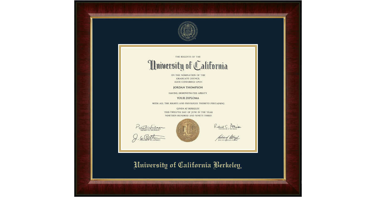 Gold Embossed Diploma Frame in Murano University of California Berkeley ...