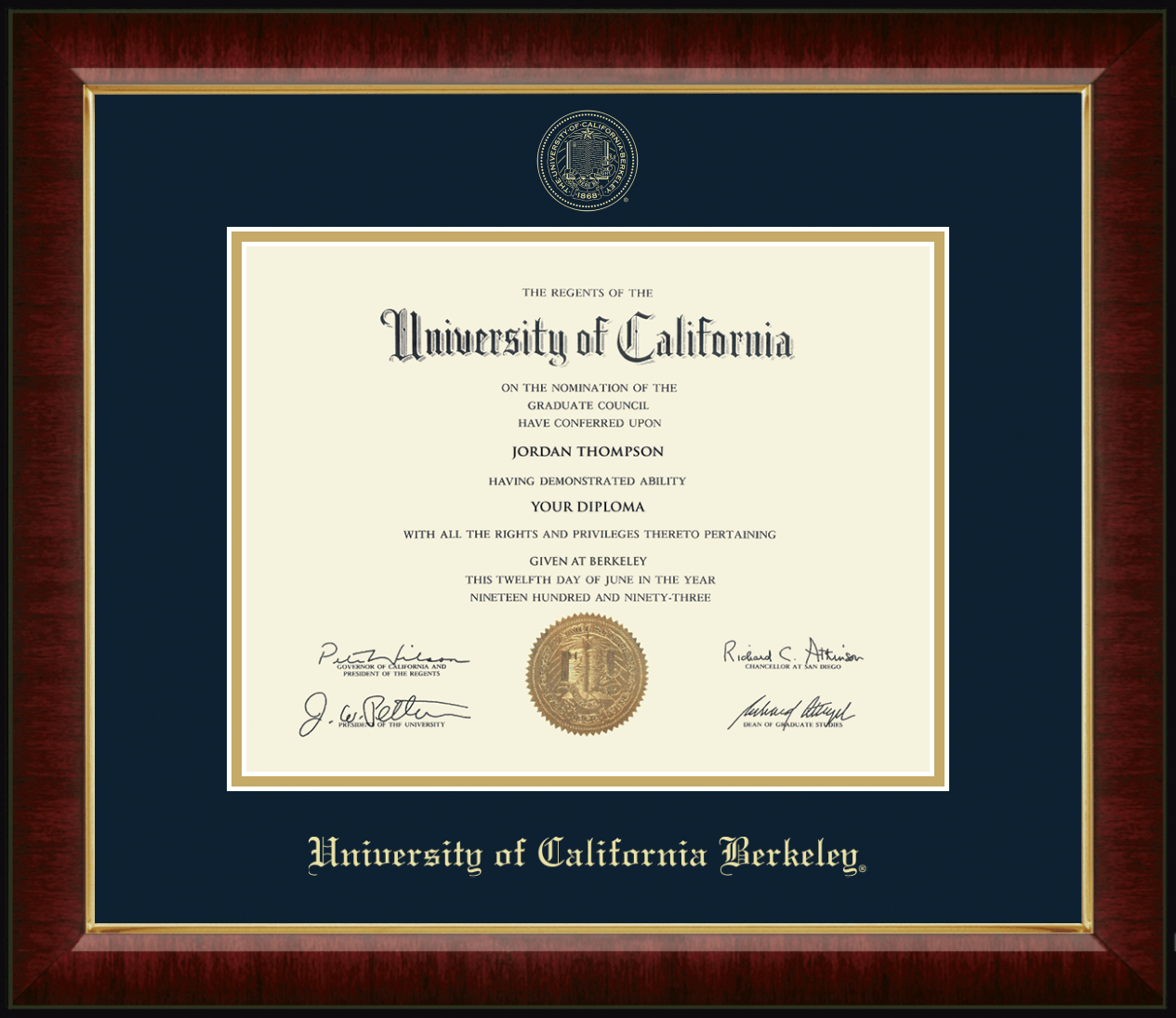 University of California Berkeley Gold Embossed Diploma Frame in Murano ...