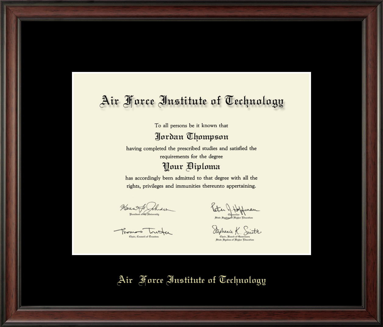 Air Force Institute of Technology Gold Embossed Diploma Frame in Studio ...