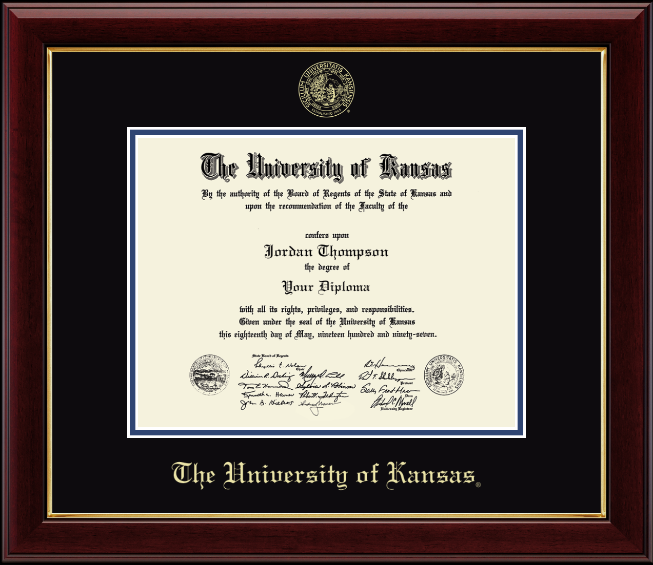 The University of Kansas Gold Embossed Diploma Frame in Gallery - Item ...